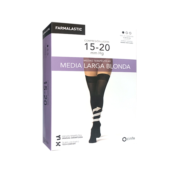 Farmalastic Medias Terapéuticas Larga Blonda Compresión Ligera Negro ...