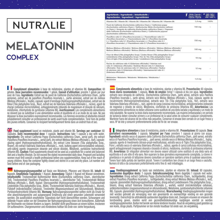 Nutralie Melatonina Complex 60 Cápsulas