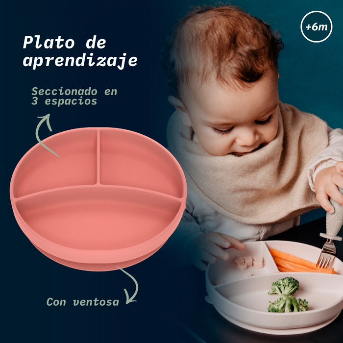 Suavinex Plato con Divisiones Silicona Colour Essence Beige